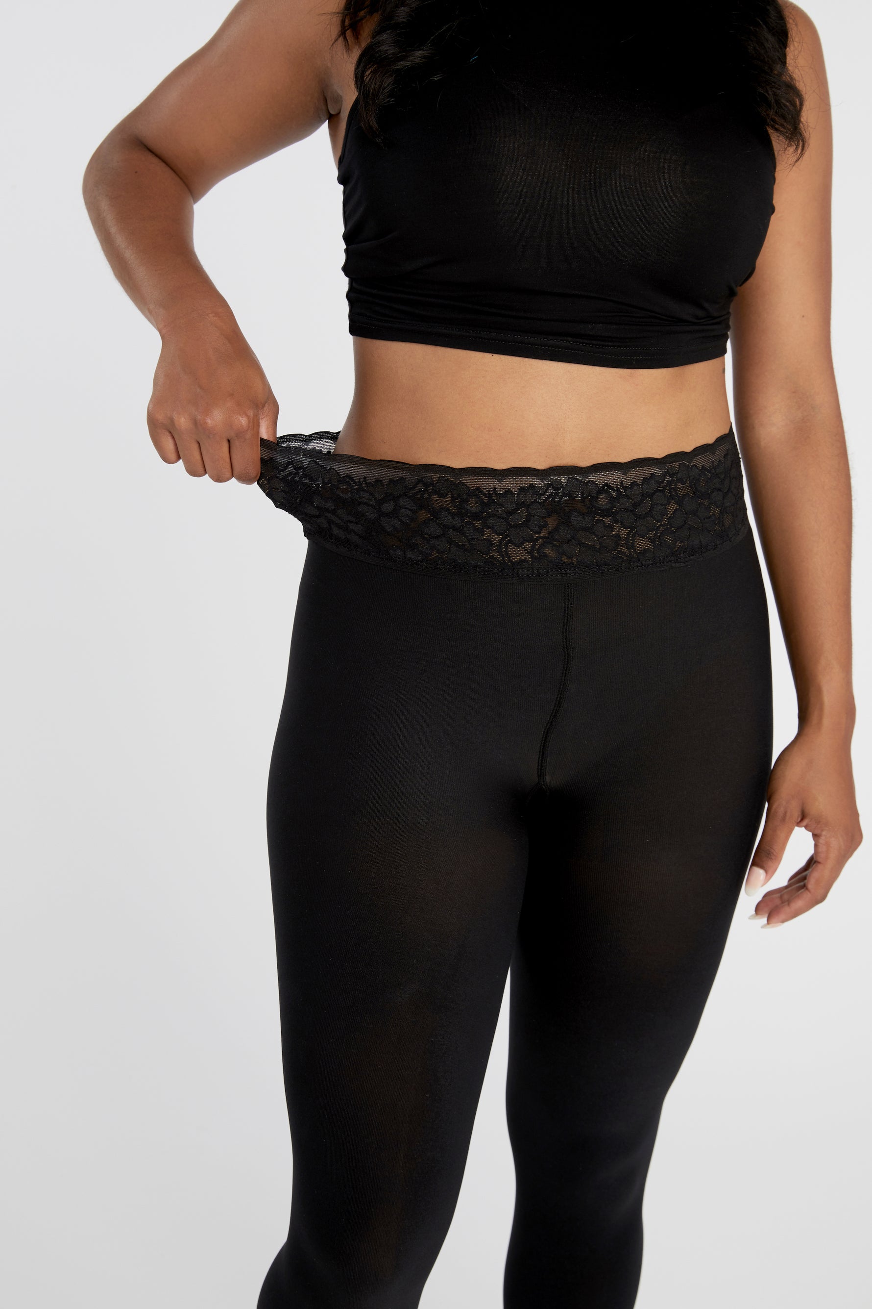 Footless Tights in Black Opaque | Comfortable Luxe Waistband | Hipstik ...
