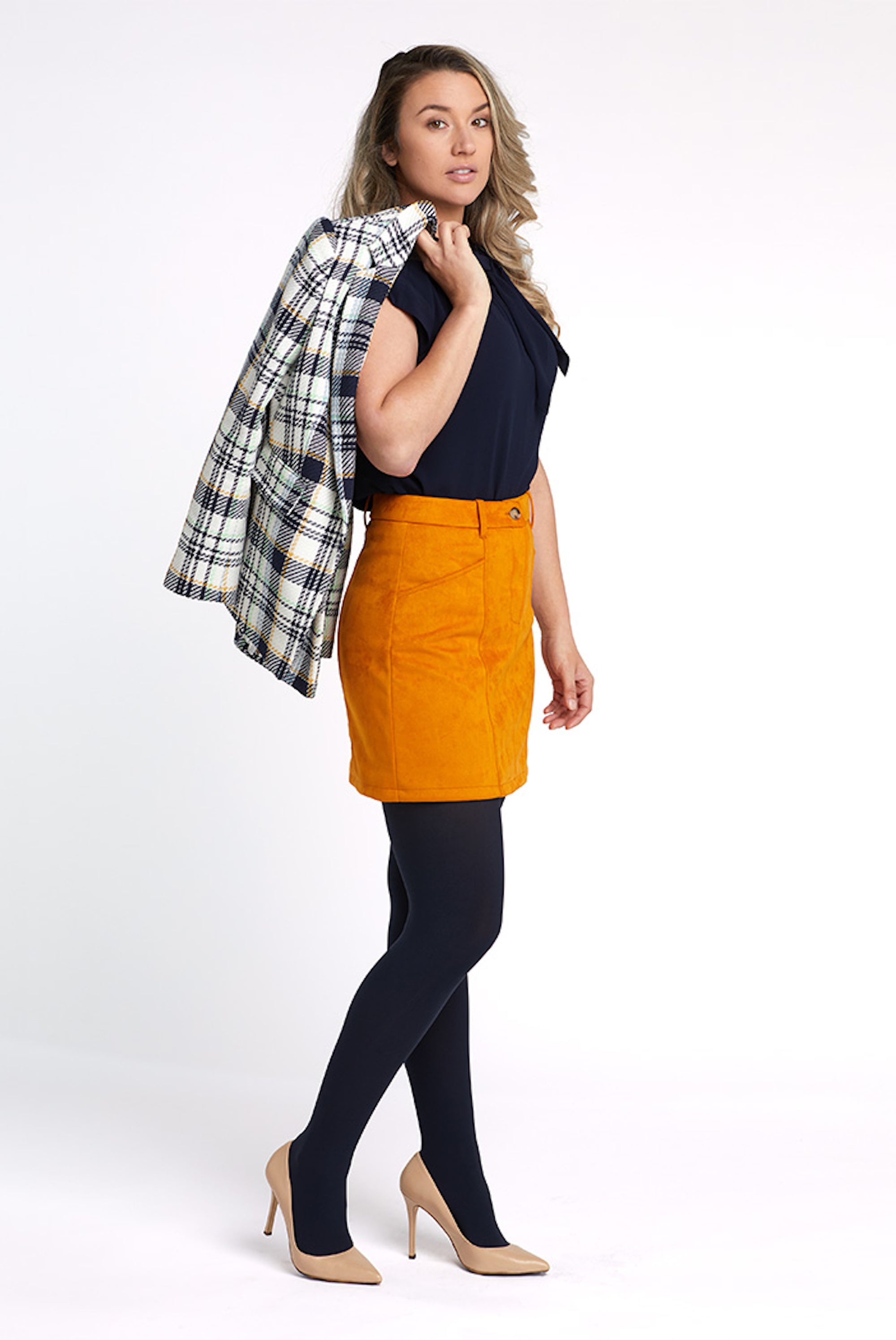 Navy Opaque Tights | Comfortable Low Rise Luxe Waistband | Hipstik ...